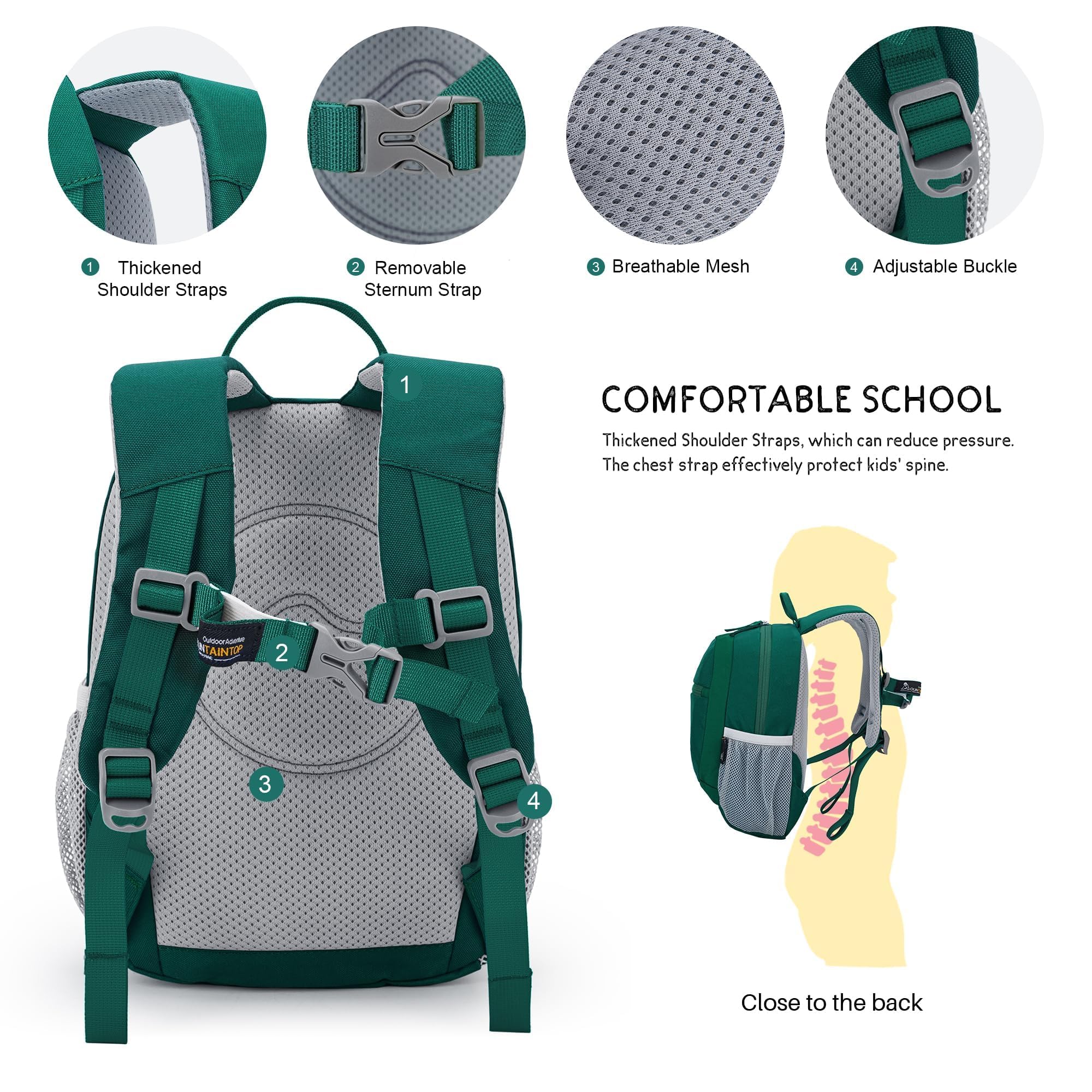 MOUNTAINTOP Kids Toddler Backpack for Boys Girls Preschool Kindergarten Bag