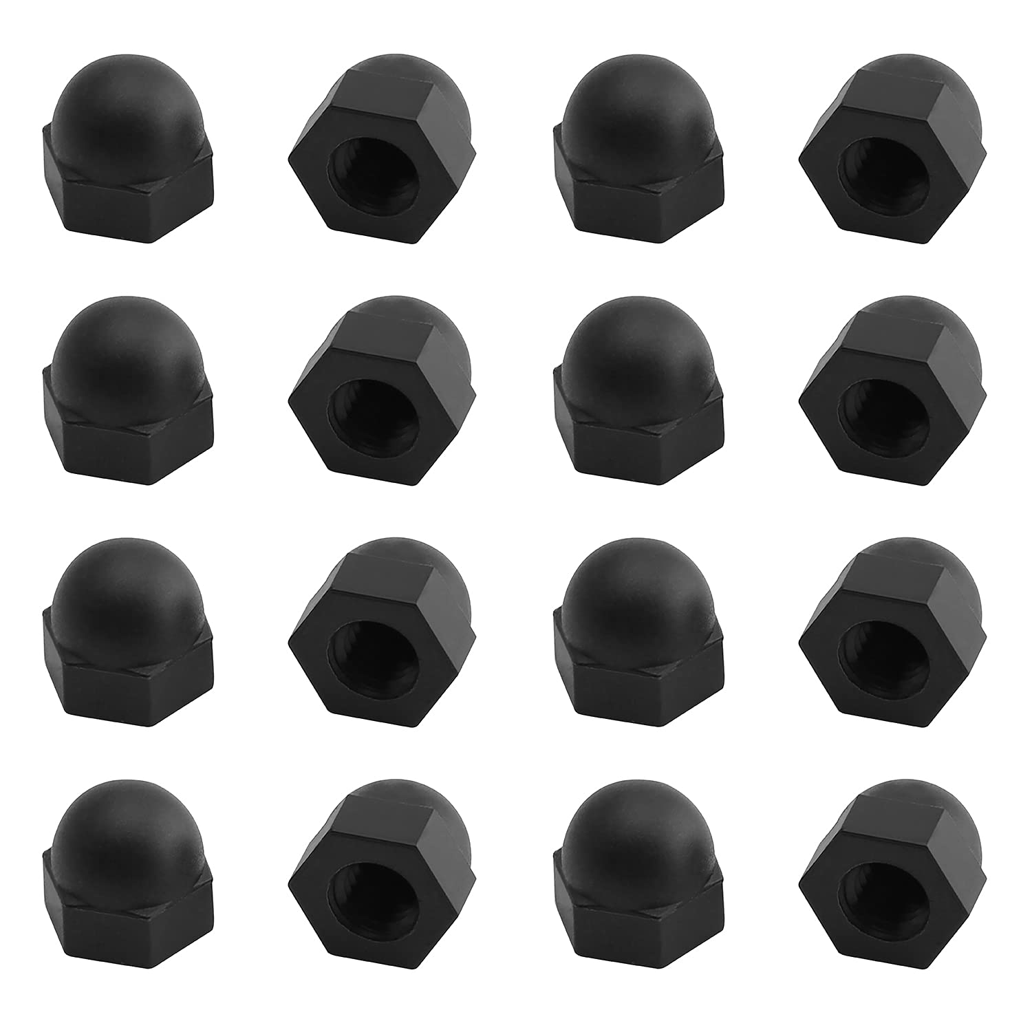 MroMax M4-0.7 Acorn Cap Nuts, 90Pcs Black Nylon Acorn Nuts, Female Thread Bolt Protection Cover, Dome Head Hex Nuts, Crown Cap Nuts for Indoor Outdoor 