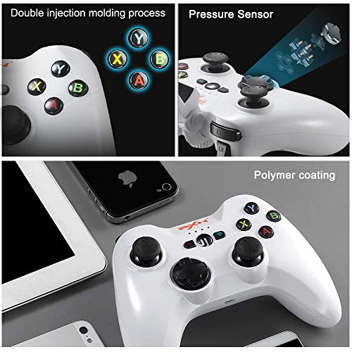 PXN Mfi Game Controller for Iphone Speedy(6603) IOS Gaming Controllers for Call of Duty Gamepad with Phone Clip for Apple TV, Ipad, IPhone (White)