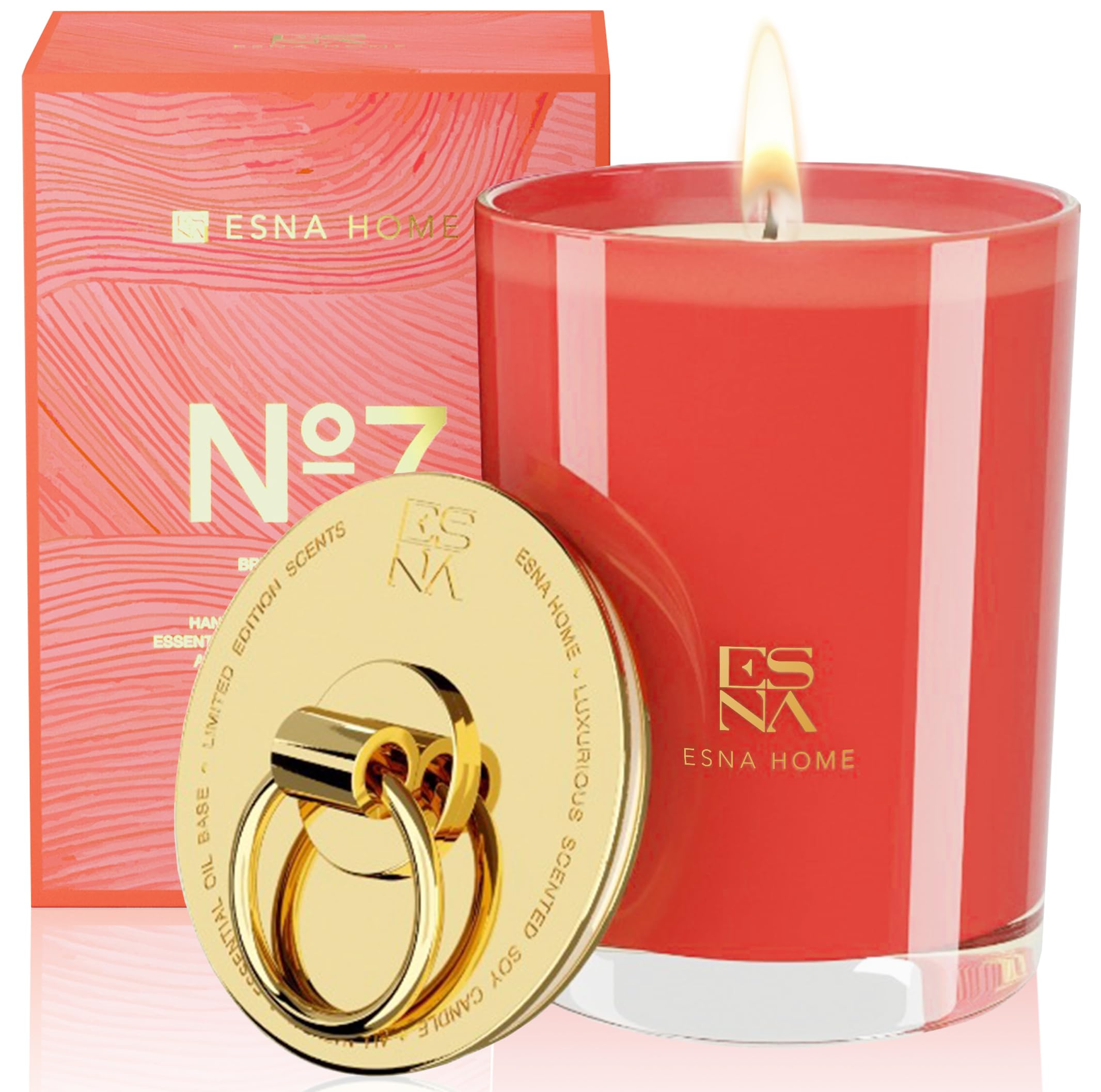 ESNA HOME Luxury Highly Scented Soy Candle | Natural Lavender Essential Oils Aromatherapy Candles for Relaxation | Unique Gifts for Women | Living Room Decor | 8.8oz 50 Hours Long Lasting Clean Burn