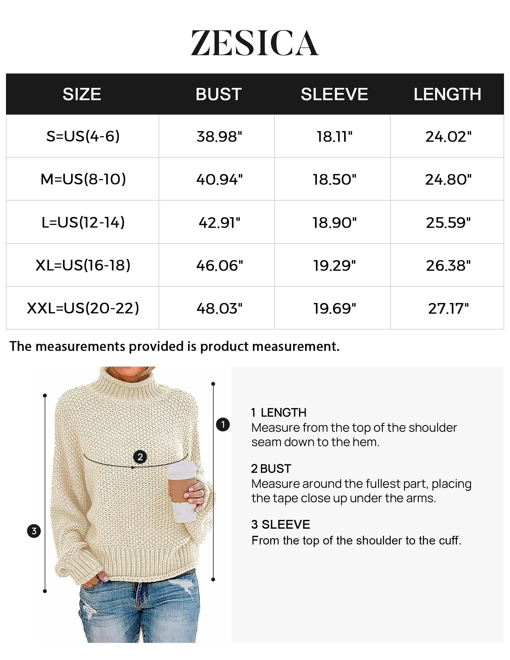 ZESICA Women's Turtleneck Batwing Sleeve Loose Oversized Chunky Knitted Pullover Sweater Jumper Tops,Apricot,Small