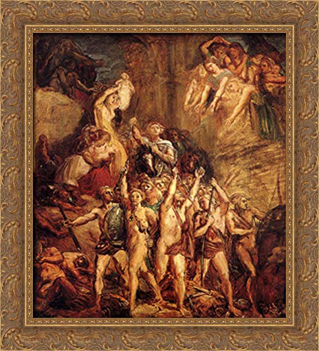 La D?Fense Des Gaules 20x22 Gold Ornate Wood Framed Canvas Art by Theodore Chasseriau