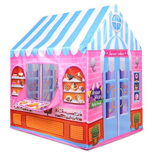 Anyshock Playhouses Kids Outdoor and Indoor Castle Tent Toys with Carrying Case for Over 3 Years Old Children - Pink Candy Princess Tent