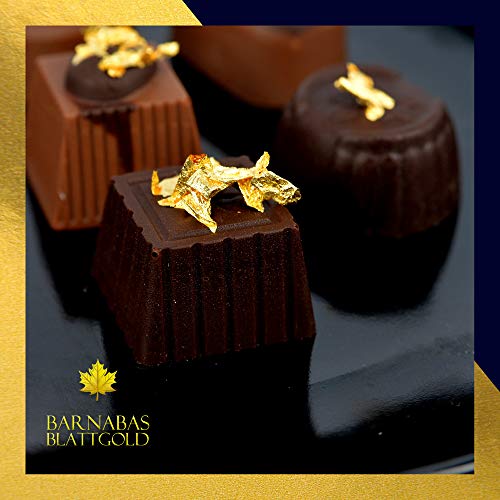 Genuine Edible Gold Leaf - 12 Sheets - Barnabas Gold - Professional Quality Gold Leaf - Loose Leaf for Cupcakes and Chocolate - 1.5 inches per Sheet - Book of 12 Sheets