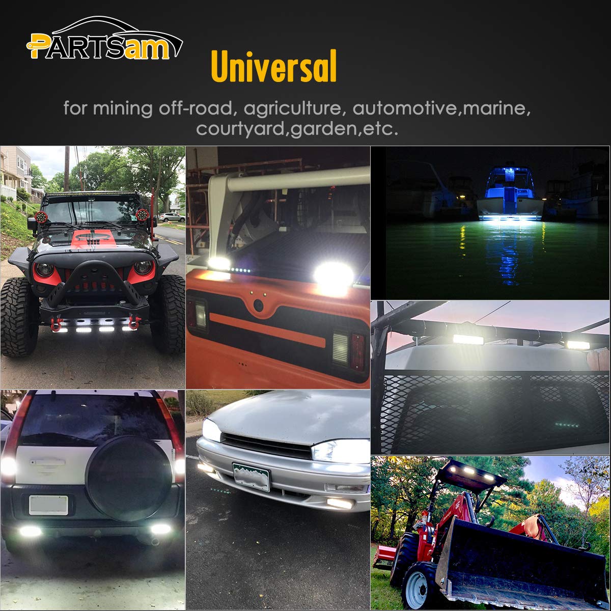 Partsam 6" LED Light Bar White 36W 6500K Super Bright Spot Work Pods Single Row Off Road Driving Fog Boat Light Waterproof SUV ATV 4WD Car Truck Golf Cart 12V 24V IP67 (2pcs)