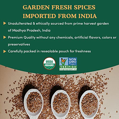 SPICE TRAIN, Organic Flax Seed with Omega3 (397g/14oz) USDA Certified, Non-GMO, Flaxseed for Flax meals & Drinks | Resealable Zip Lock Pouch | 100% Raw Flax Seeds Sourced from India | Brown Flax Seeds