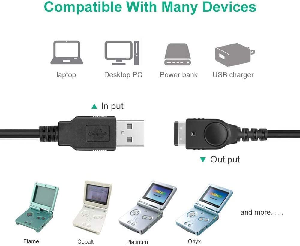 Charger Kits for Gameboy Advance SP, AC Adapter Supply Charging Cable and USB Charger Cord for Game Boy Advance SP Systems(GBA SP) and Nintendo DS