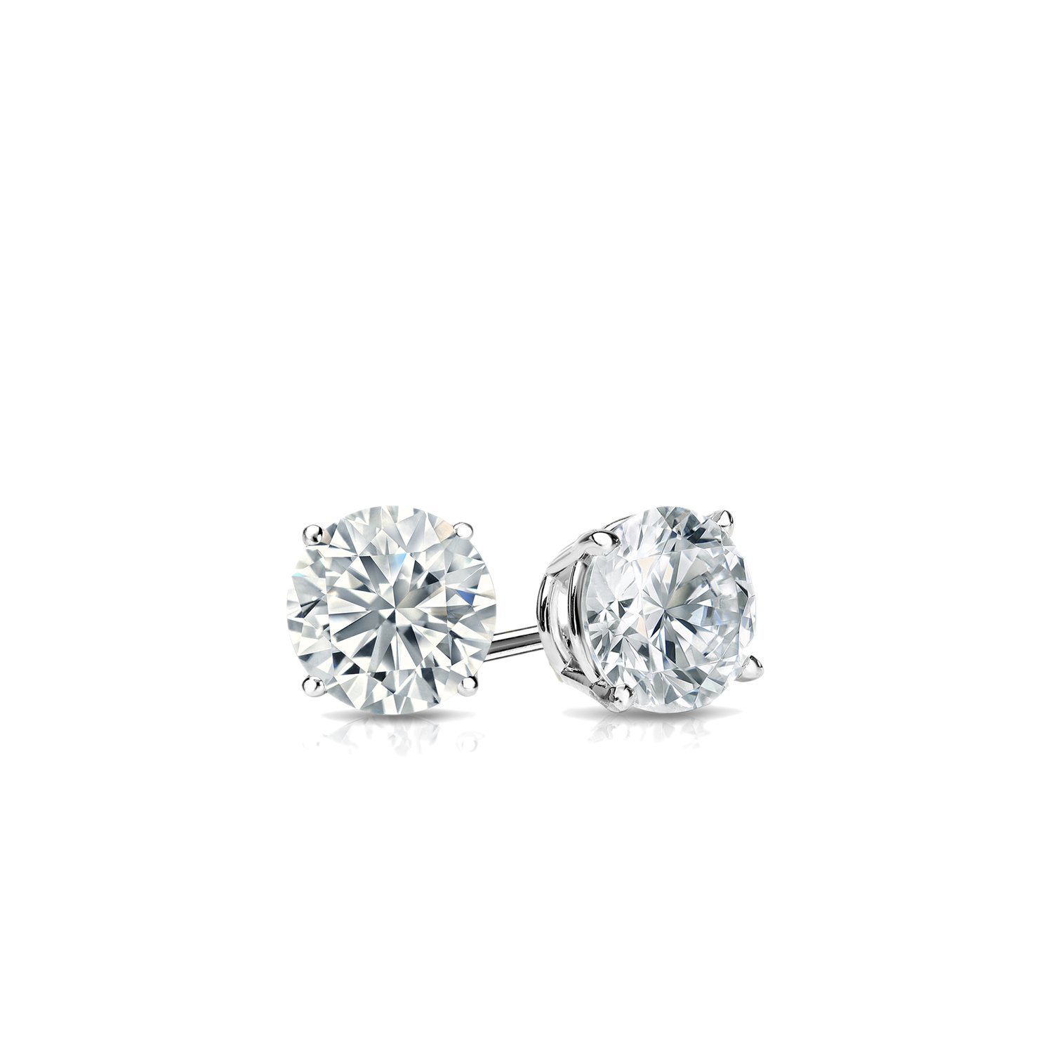 Diamond Wish - 1/4 carat Lab Grown Diamond Round Stud Earrings in 14k White Gold (E-F, SI1-SI2, cttw) 4-Prong Basket Screw Back