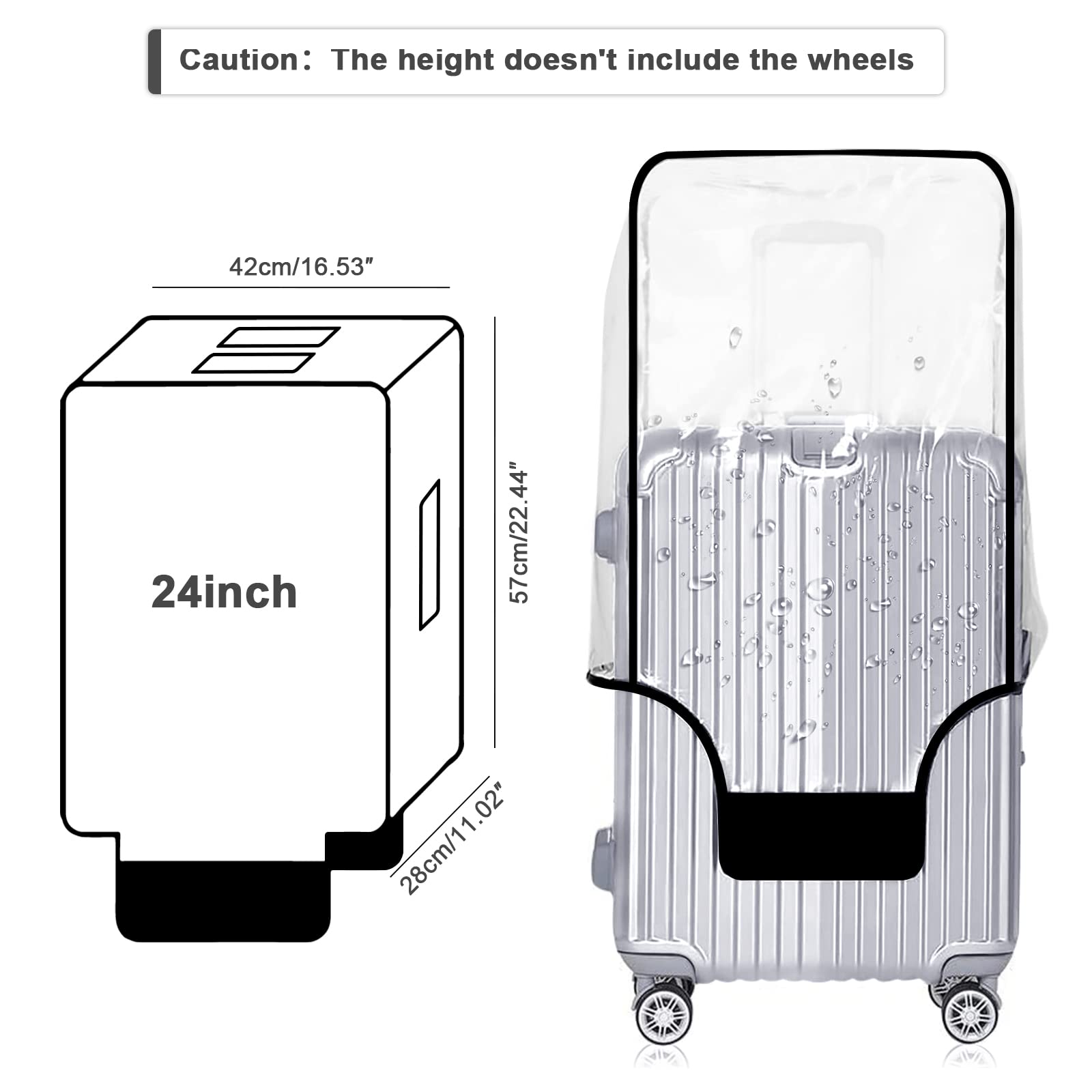 Feybaul 24 Inch PVC Luggage Protector Cover for TSA Approved Clear Suitcase Protector 24-25 Inch Transparent Luggage Protective Cover Case Suitable for 24"-25"