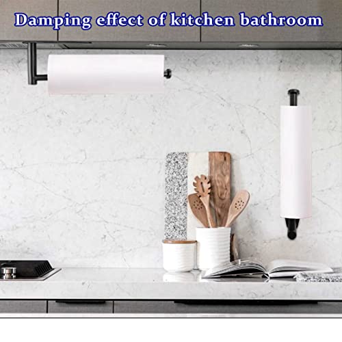 TAMHUYEO Paper Towel Holder,Adjustable Easy Tear Wall Mount Paper Towel Holder Under Cabinet with Damping,Effect for Kitchen Bathroom(Black)