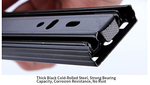 Drawer Slides 16 Inch Ball Bearing Full Extension 3 Section Slide Track Mounting Drawer Runners Slider for Cabinet Home Furniture, 2 Pack (Black 16 Inch)