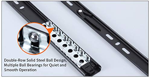 Drawer Slides 16 Inch Ball Bearing Full Extension 3 Section Slide Track Mounting Drawer Runners Slider for Cabinet Home Furniture, 2 Pack (Black 16 Inch)