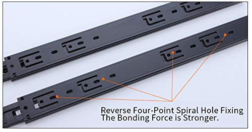 Drawer Slides 16 Inch Ball Bearing Full Extension 3 Section Slide Track Mounting Drawer Runners Slider for Cabinet Home Furniture, 2 Pack (Black 16 Inch)