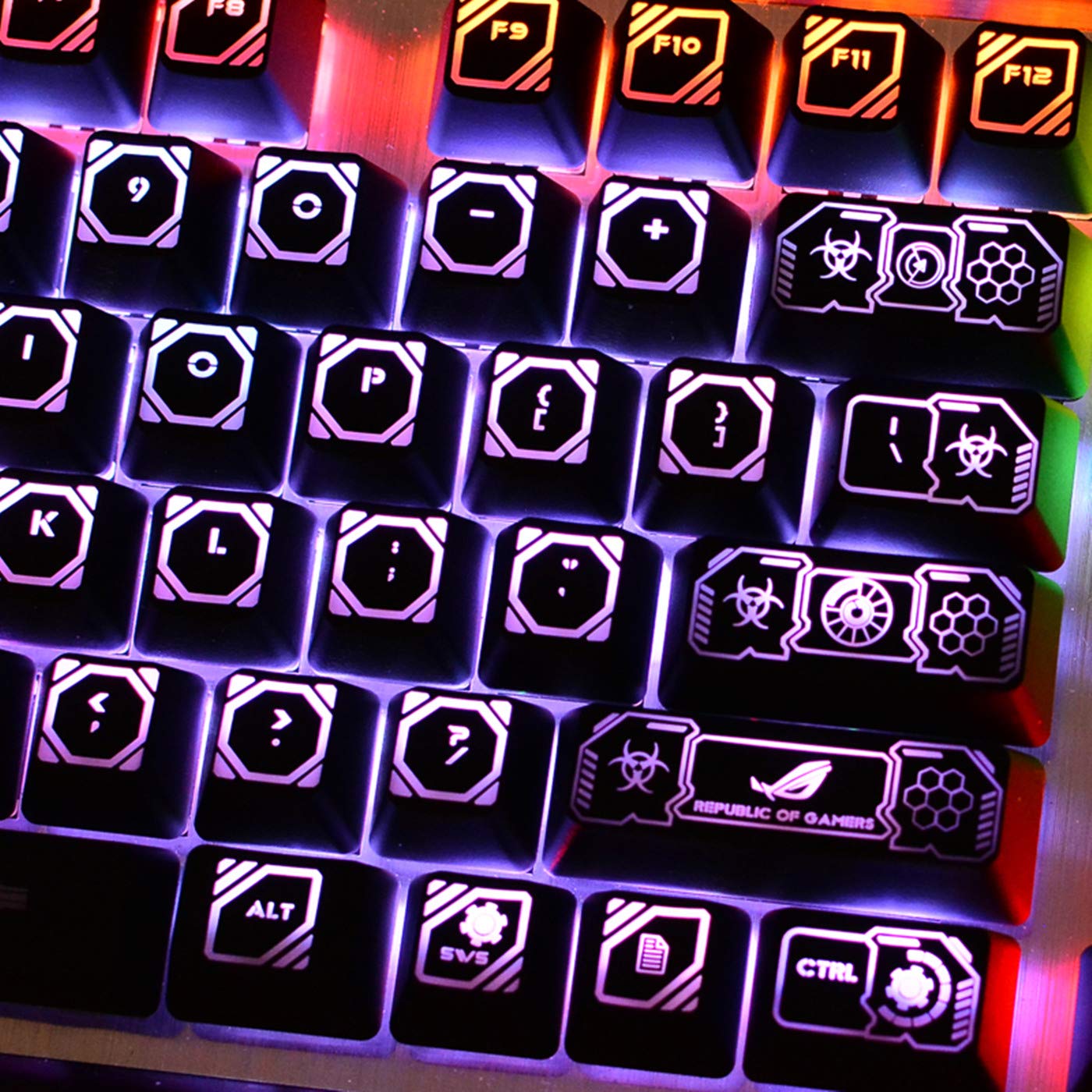 104 Keycaps RO G Style Backlit Keycap Switch for Corsair K65 K68 K70 RGB LUX K95 Platinum RGB Strafe Mechanical Keyboards Gaming