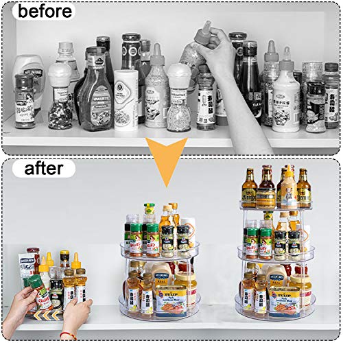 Non-Skid 3 Tier Lazy Susan for Kitchen, Cabinet, Pantry,Lazy Susan Turntable Cabinet Organizer,360 Degree Rotating Spice Rack,Lazy Susan Turntable