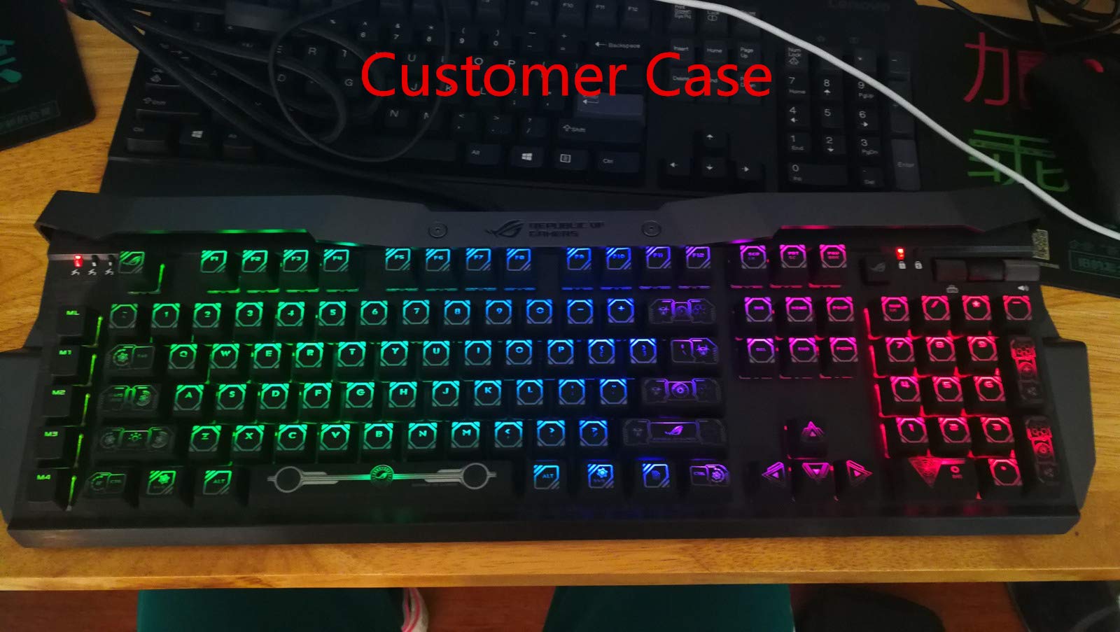 104 Keycaps RO G Style Backlit Keycap Switch for Corsair K65 K68 K70 RGB LUX K95 Platinum RGB Strafe Mechanical Keyboards Gaming
