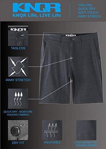 KNQR Mens Performance Quick Dry 4way Stretch Regular Fit All-Terrain Active Training Hybrid Shorts Mint Green 33