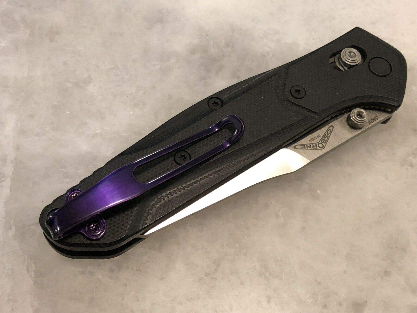 Purple Titanium Deep Carry Pocket Clip For Benchmade Osborne 940 943 Knife