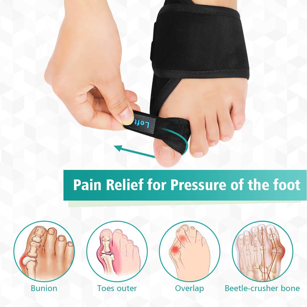 Bunion Corrector Big Toe Straightener, Bunion Splint Kit with 6 Pieces Gel Toe Separators for Day and Night Use, Relief Pain for Hallux Valgus, Hammer Toe, Overlapping Toe, Fits Women and Men