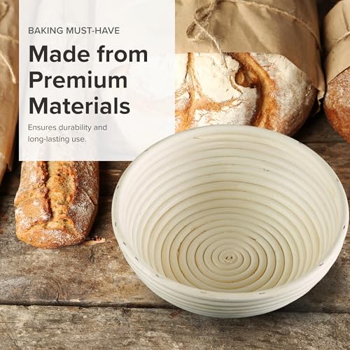Frieling USA Brotform Round Bread Rising Basket and Liner, 8.5-Inch