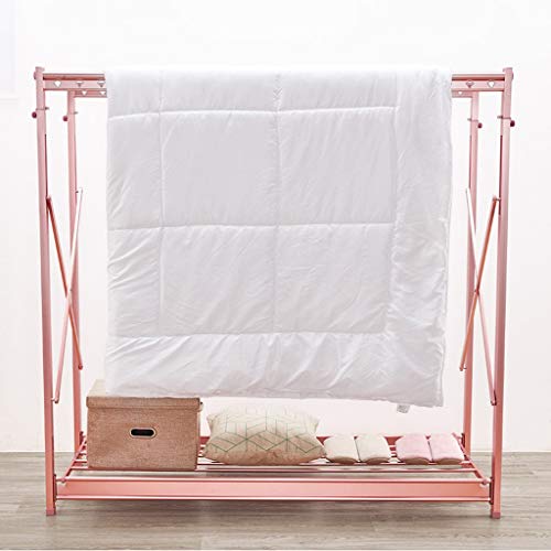 Drying Rack Floor Folding Indoor and Outdoor Home Balcony Cool Hanger Double Pole Telescopic Clothes FANJIANI (Color : Gold)