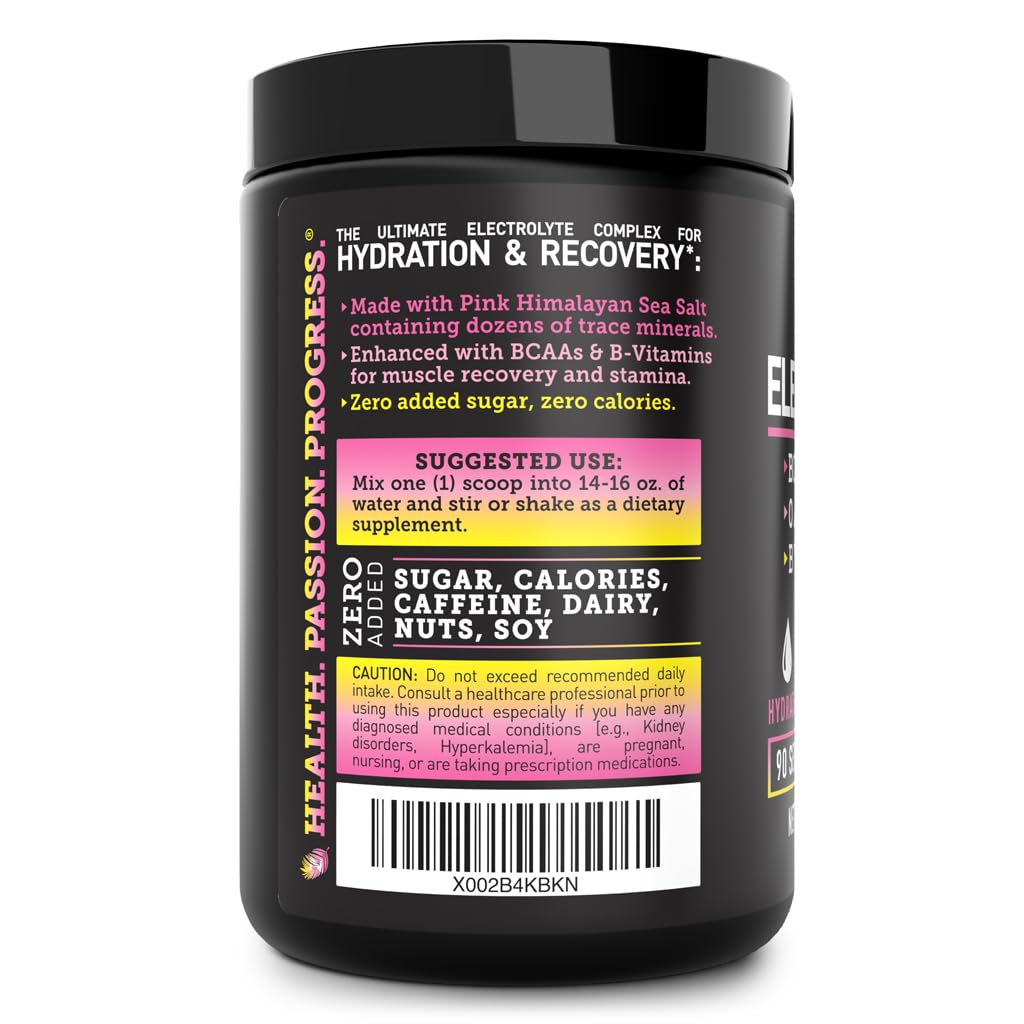 Zeal Naturals Electrolyte Powder Recovery Drink (90 Servings | Lemon Berry) w/ 0 Sugar +BCAAs +B-Vitamins Electrolyte Supplement w Potassium Zinc & Magnesium for Hydration - Keto Electrolytes