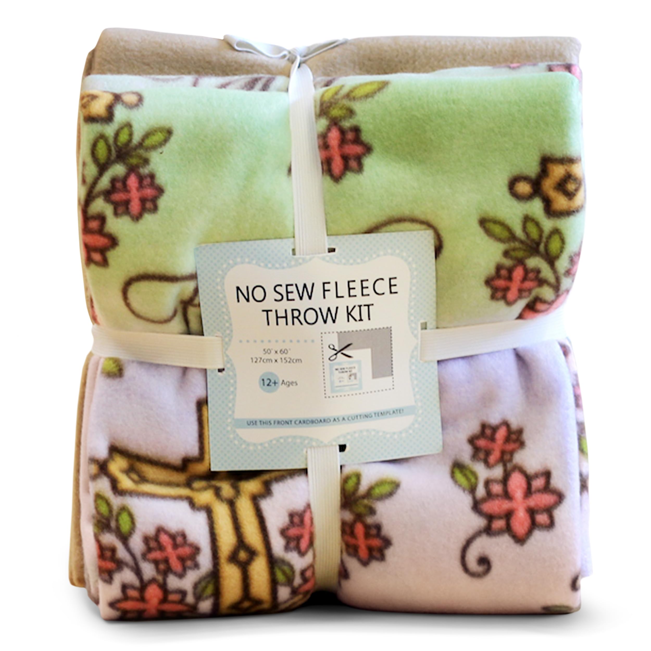 YourFleece No-Sew Throw Fleece Fabric DIY Blanket Making Kit, Make Your Own, Anti-Pill, Christian Crosses, 50x60 Inches