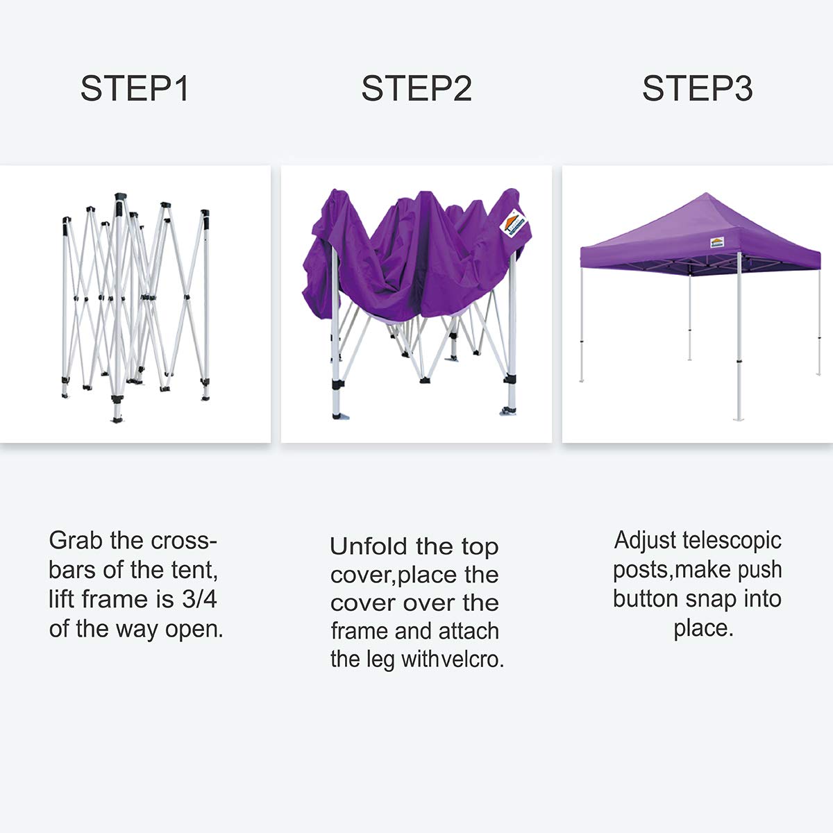 Tistent 10'x10' Pop Up Canopy Tent Commercial Instant Shelter with Heavy Duty Carrying Bag, 4 Canopy Sand Bags Purple