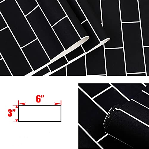 Fiula Black Brick Trellis Wallpaper - Peel and Stick Self Adhesive Subway Tile for Kitchen 17.7"78.7"