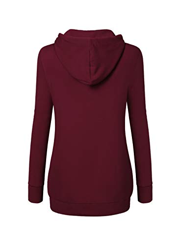 Bulotus Hoodies for Women Cowl Neck Fashion Sweatshirts Pullover Long Sleeve, Medium, Burgundy