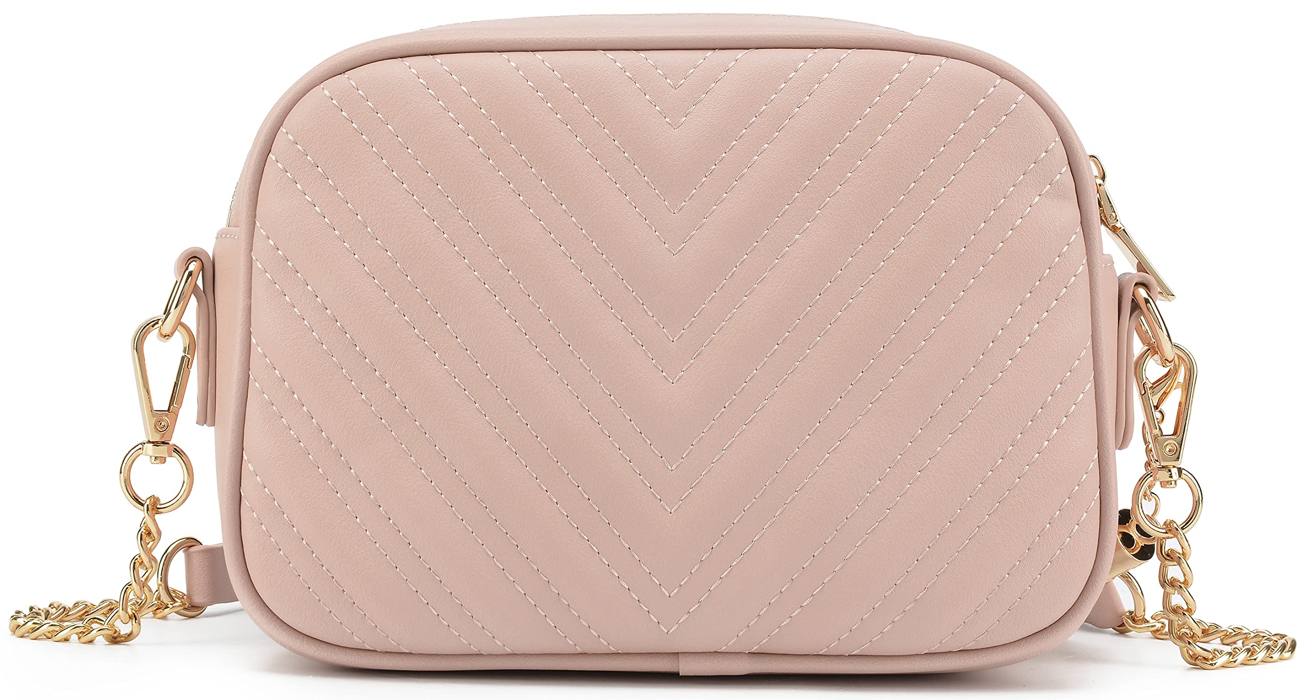 lola mae Quilted Crossbody Bag, Trendy Design Shoulder Purse (Blush light)