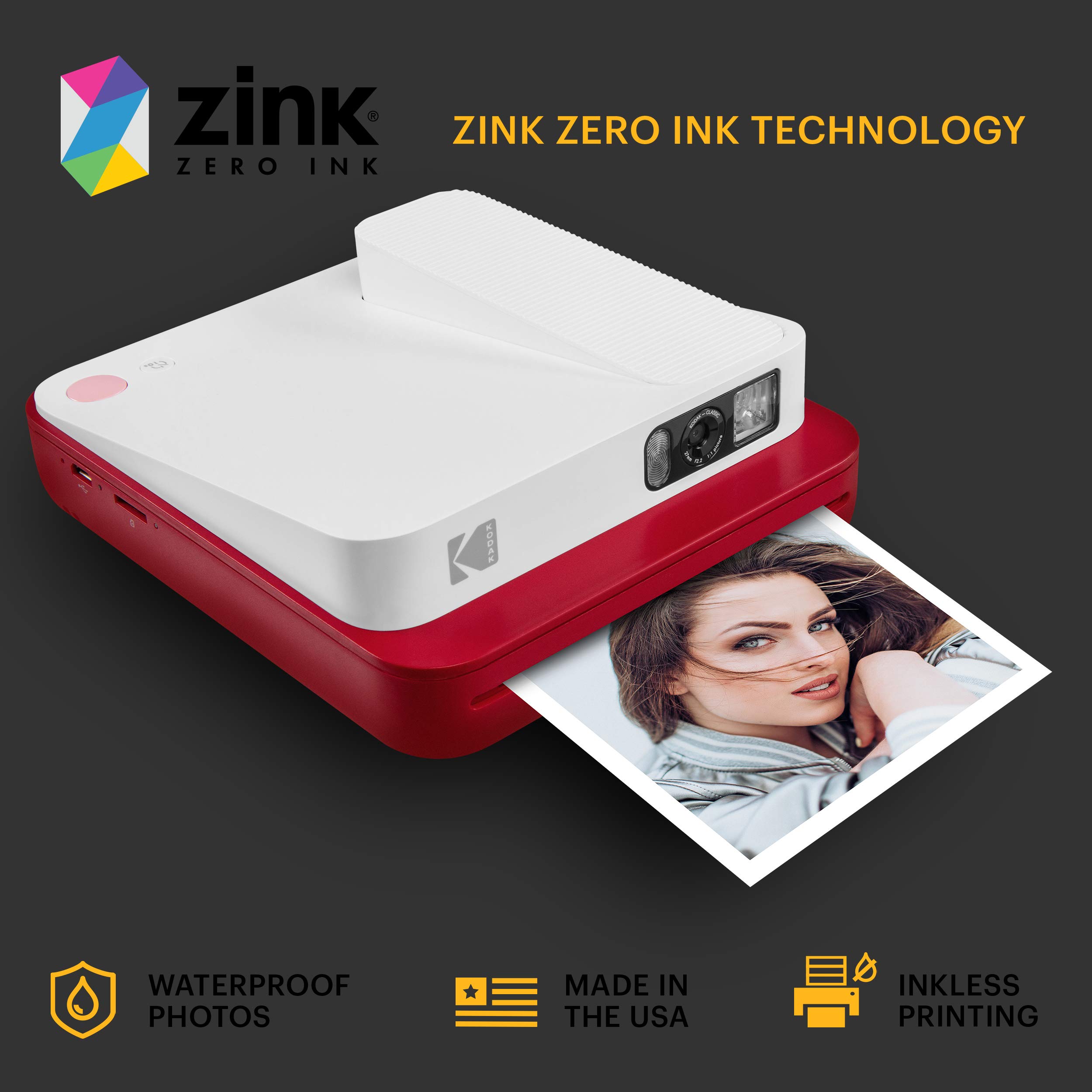 KODAK Smile Classic Digital Instant Camera with Bluetooth (Red) Travel Kit