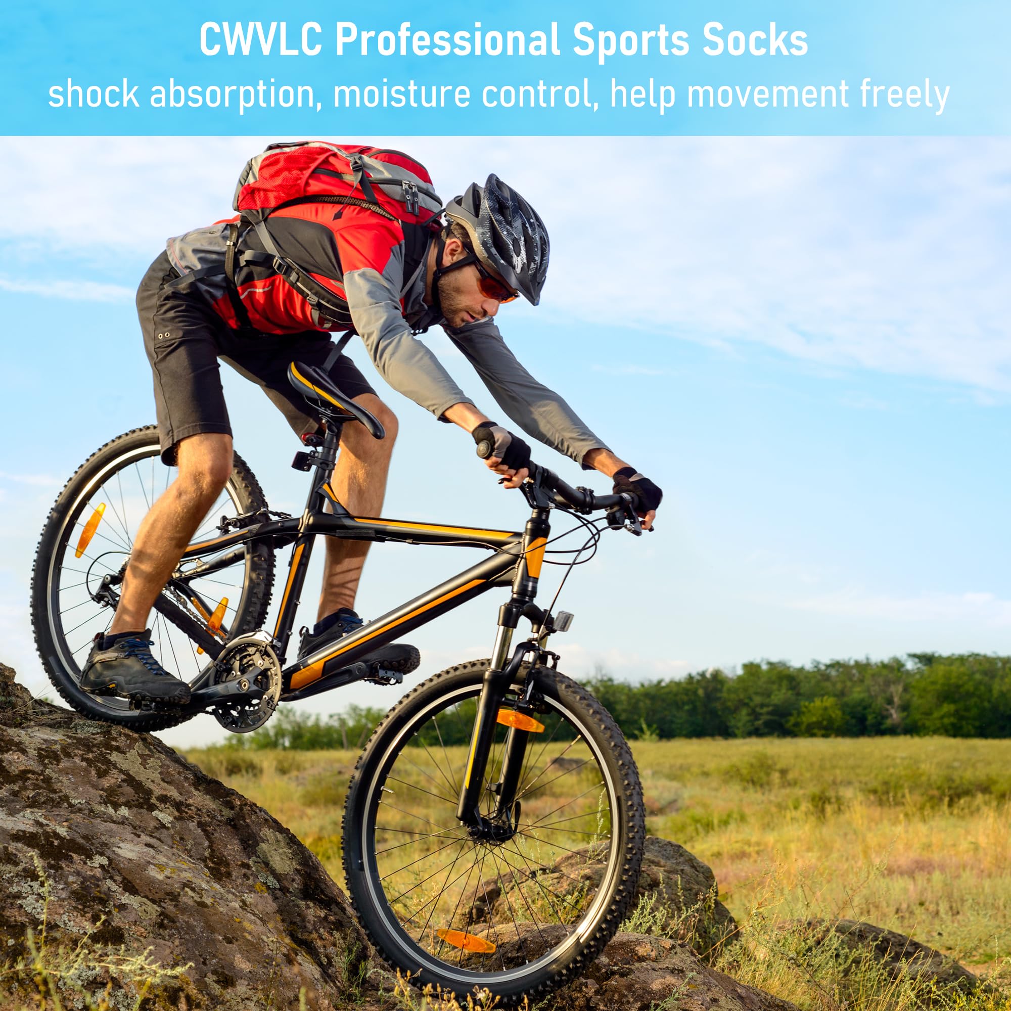 CWVLC Unisex Cushioned Compression Athletic Ankle Socks Multipack, 6-pairs Black Charcoal Royal, XL (13.5-15.5 W US/ 12-14 M US)