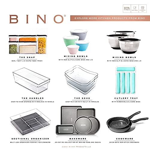 BINO | Stackable Plastic Storage Bins, Large | THE MYRIAD COLLECTION | Multipurpose Bins | Pantry Organizers And Storage | Home Organization Containers | Clear Plastic Fridge Bin | Freezer Organizer