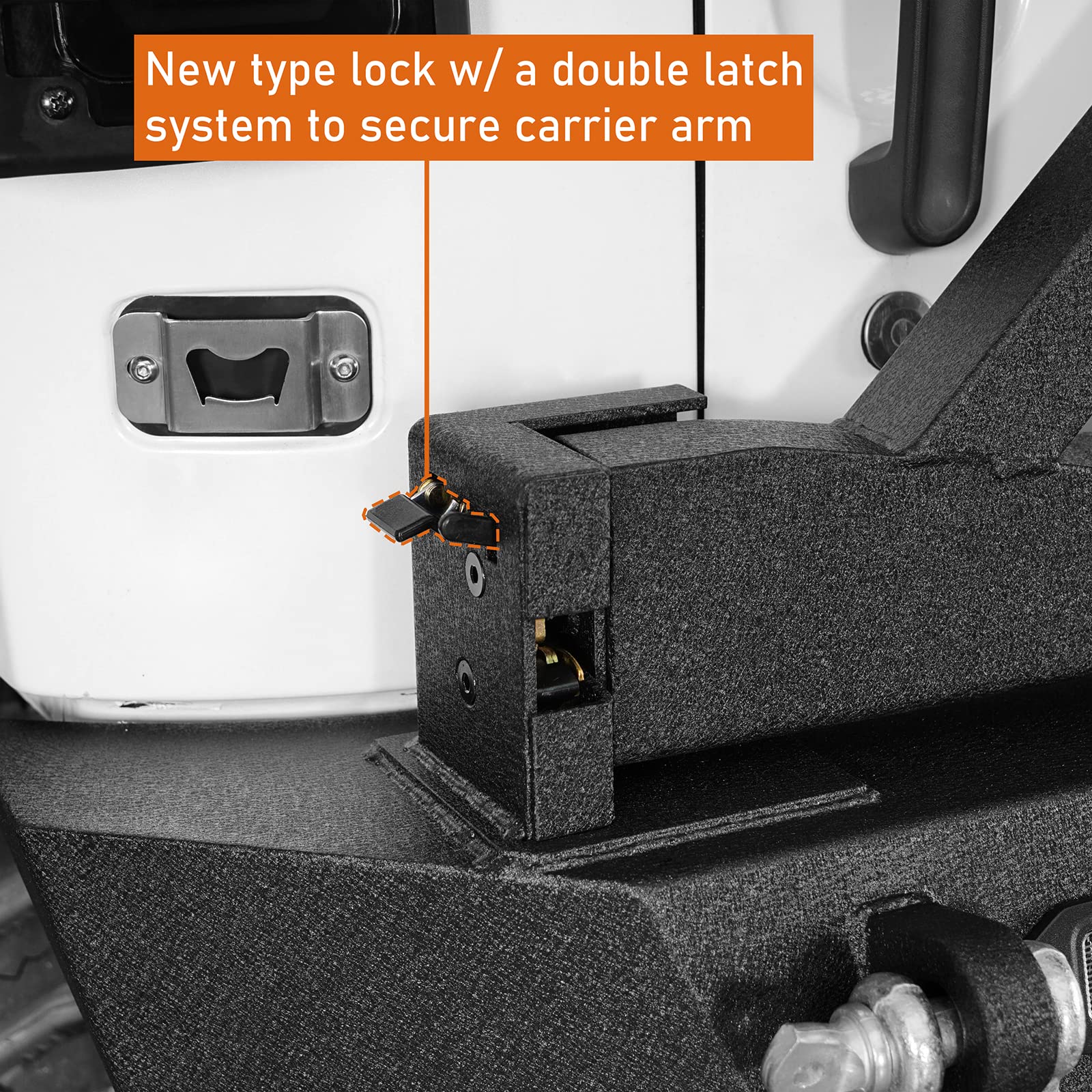 u-Box Wrangler JK Rear Bumper w/Spare Tire Carrier & Receiver Hitch & 2X LED Floodlights for Jeep Wrangler JK & JKU 2007-2018 - Different Trail