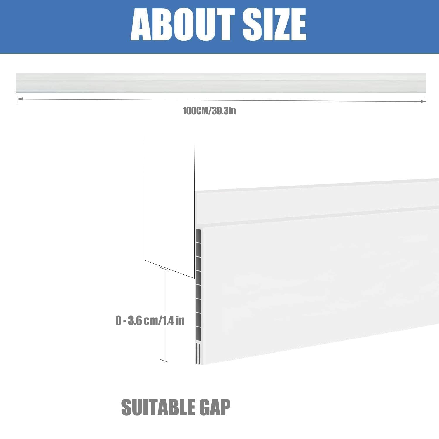 Upgraded Door Draft Stopper for Large Gap,Widened Door Sweep Seal Gap Up to 1.4" for Interior, Exterior and Garage Doors- Keeping Draft,Dust, Noise, Unwanted Light and Pests Out, 3" W x 37" L,White