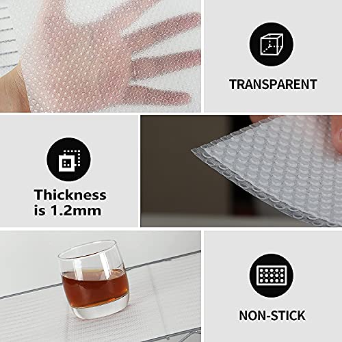 Thicken Wire Shelf Liner - Heavy Duty Wire Shelves Liners 13.5 Inch x 157 Inch, Transparent Pantry Shelf Liners, Raindrop Non-Slip Refrigerator Mats for Metal Shelving, Waterproof Drawer Liner