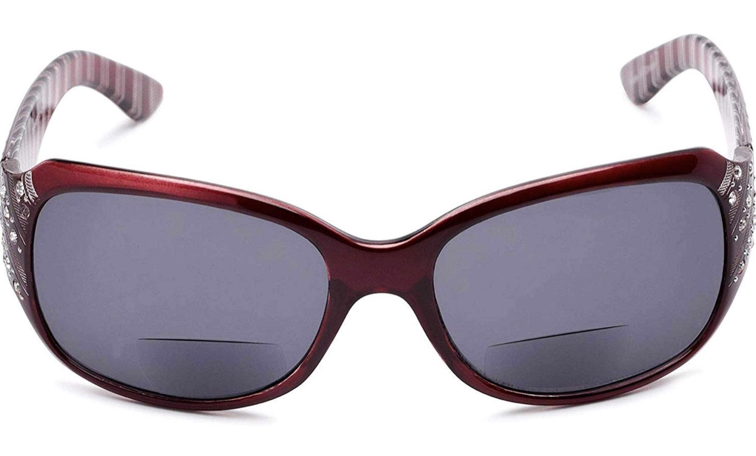 Incredible Bargains The Jazzy Bifocal Reading Sunglasses, Rhinestone Glasses, Tinted Readers for Women + 1.50 Red