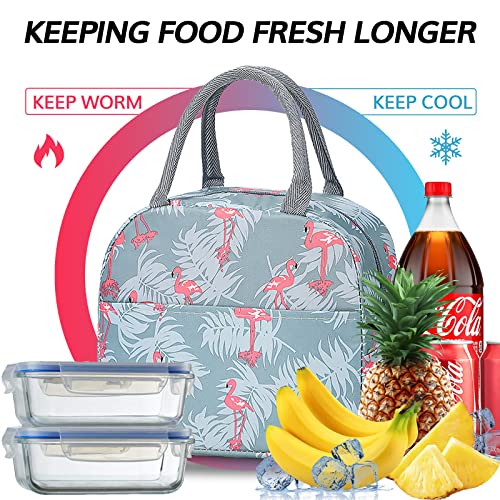 TELLUMO Lunch bag, Insulated Lunch Bag for Women Men Small Lunch Box Container Reusable Leakproof Tote for Office, Work, School, Beach or Travel (Flamingo)