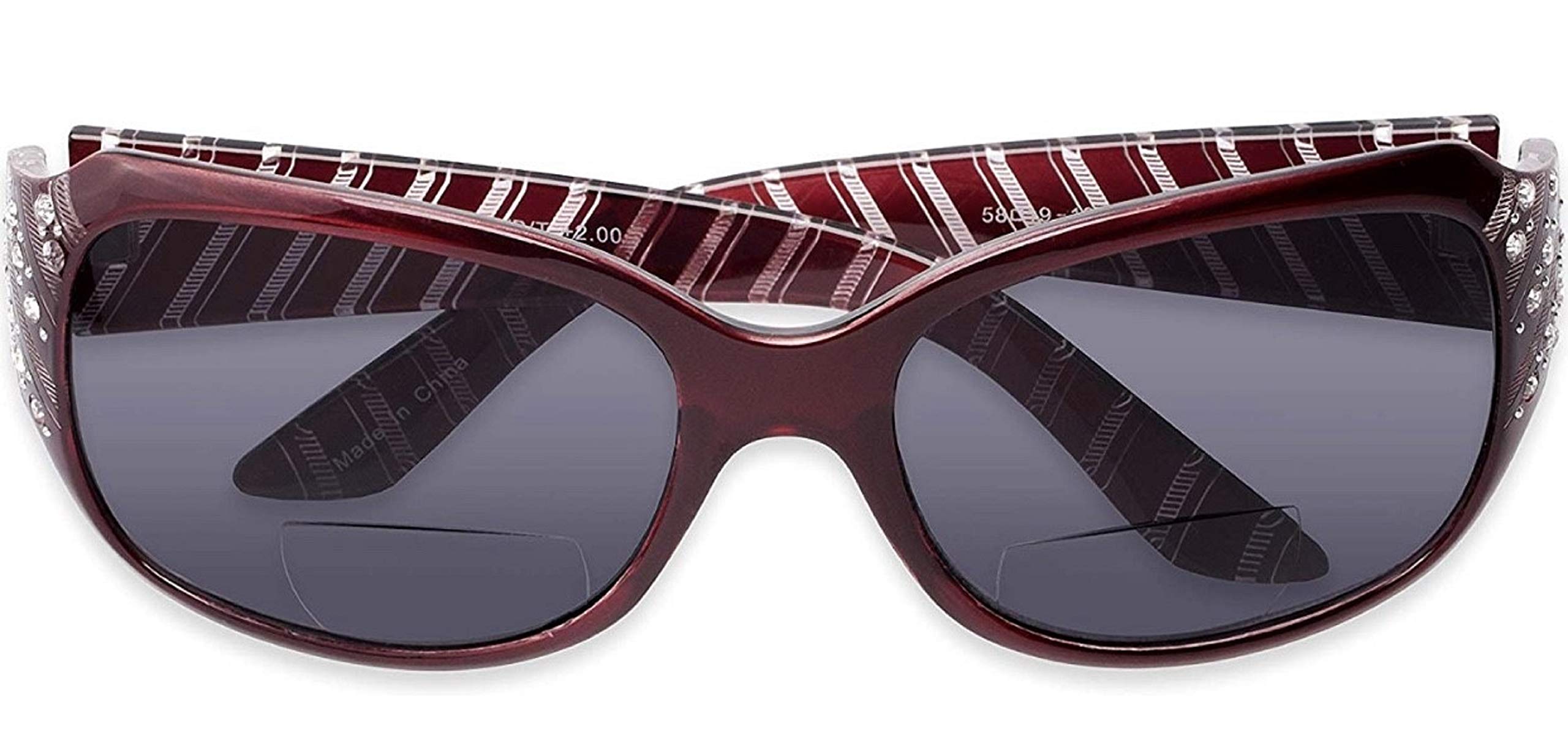 Incredible Bargains The Jazzy Bifocal Reading Sunglasses, Rhinestone Glasses, Tinted Readers for Women + 1.50 Red