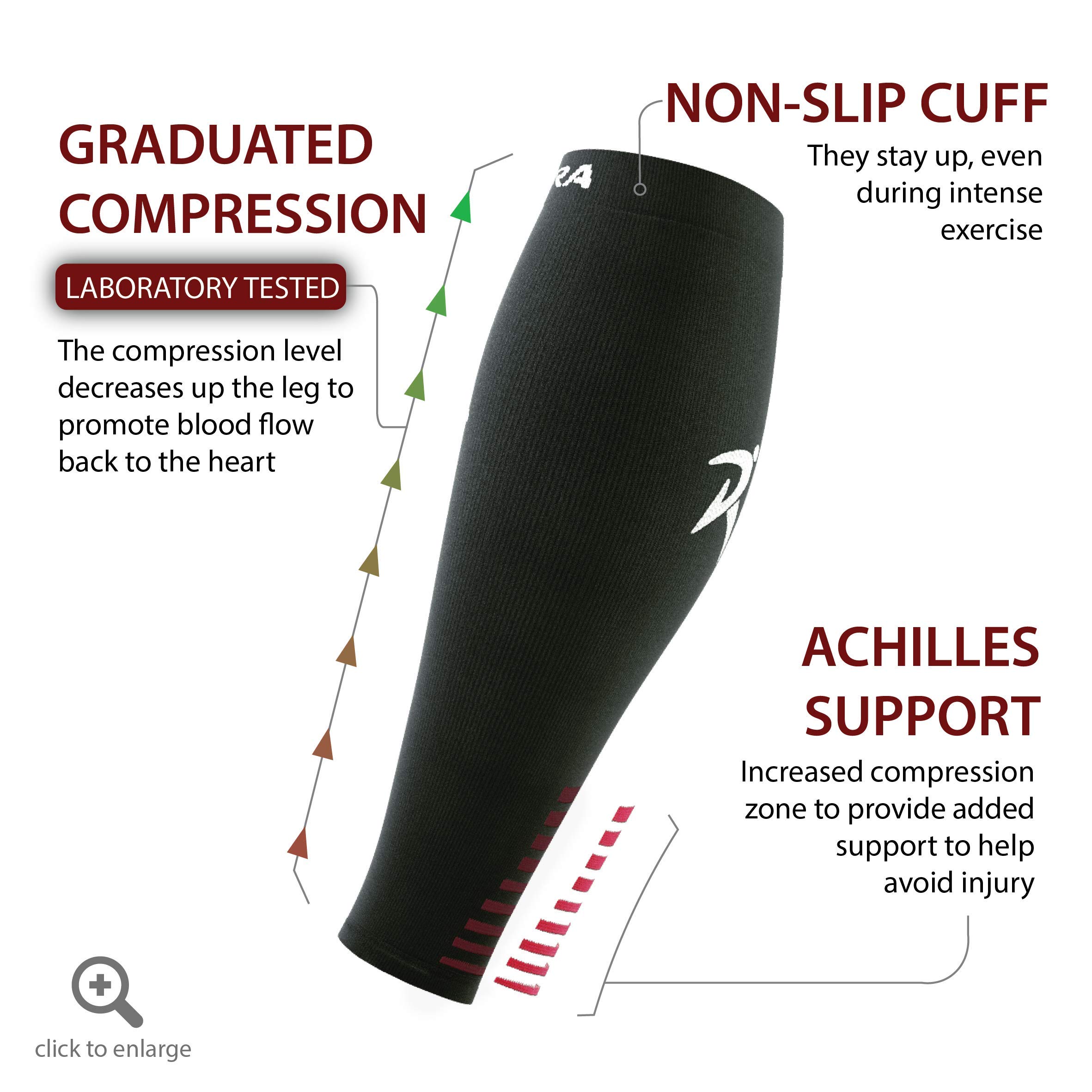 Rymora Calf Compression Sleeves Men Women Shin Splints Running (Pair) (Black) (M)