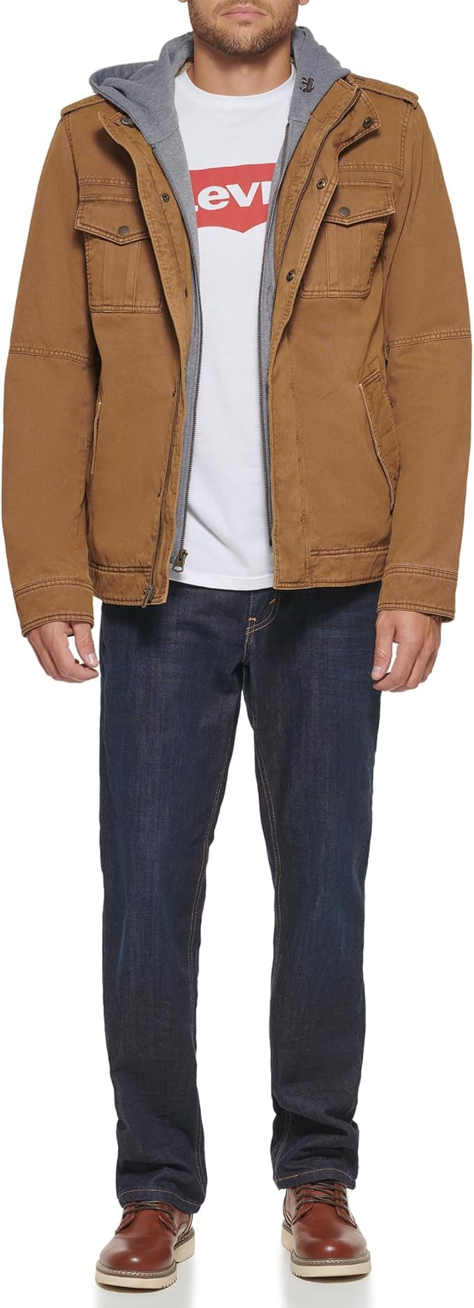 Levi's mens Four-pocket Hooded Jacket, Brown, Large US
