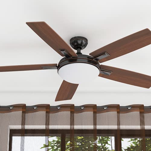 Prominence Home Emporia, 52 Inch Contemporary Indoor LED Ceiling Fan with Light, Remote Control, Dual Mounting Options, Dual Finish Blades, Reversible Motor - 51022-01 (Espresso)