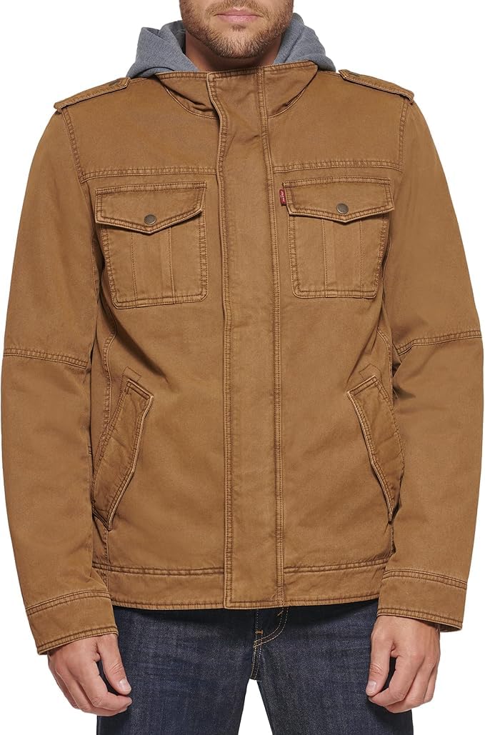 Levi's mens Four-pocket Hooded Jacket, Brown, Large US