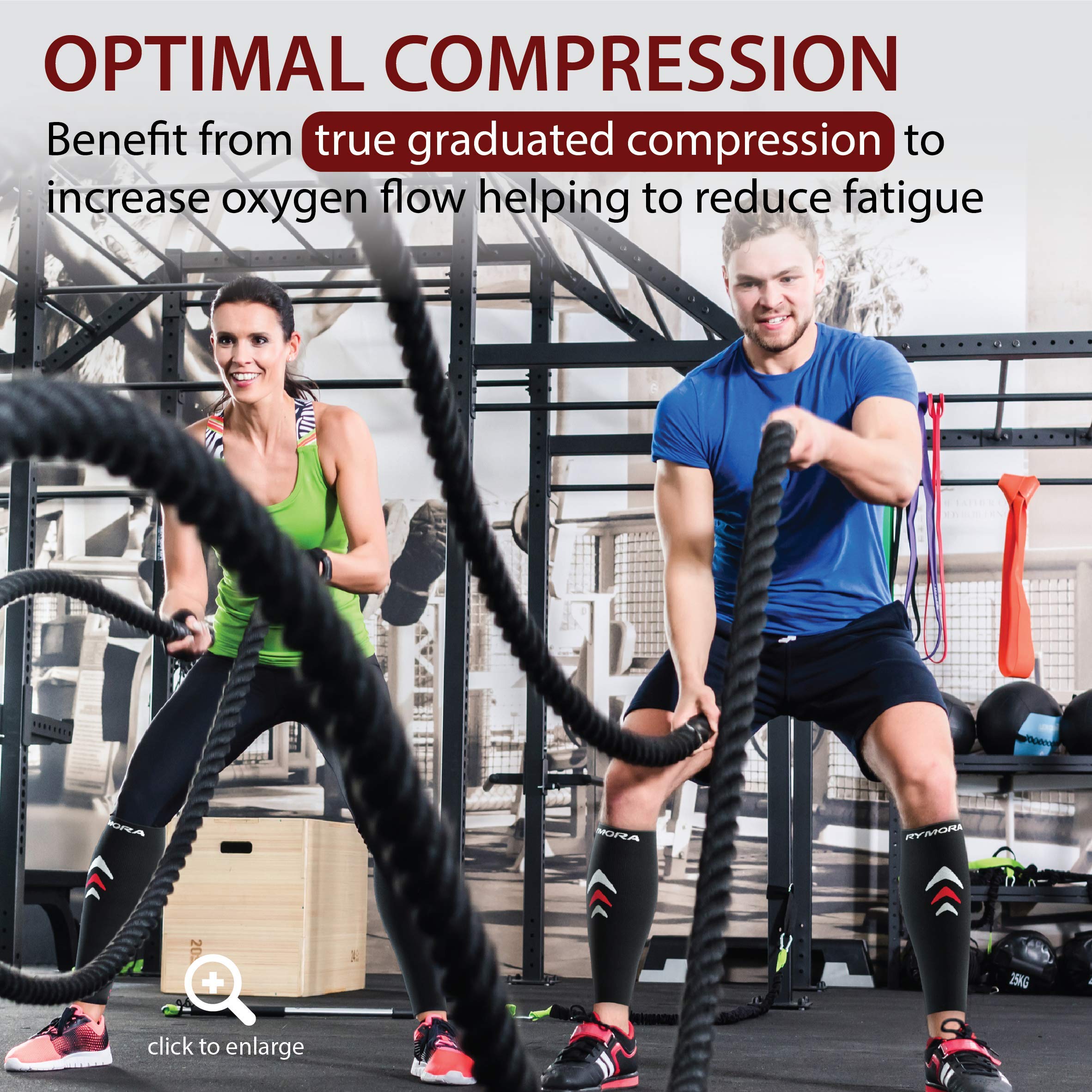 Rymora Calf Compression Sleeves Men Women Shin Splints Running (Pair) (Black) (M)