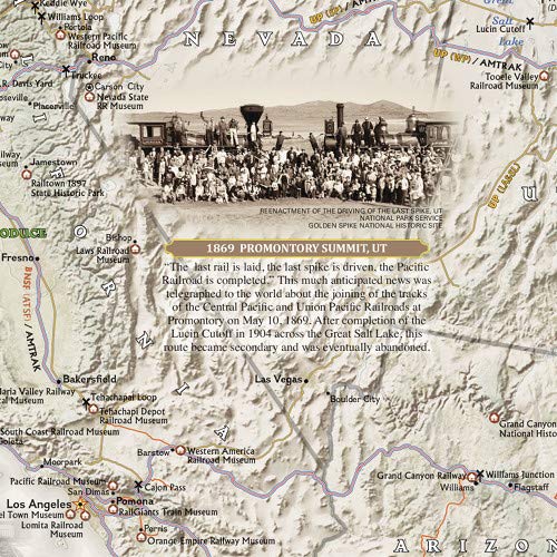 National Geographic: Railroad Legacy Map of the United States - 36 x 24 inches - Art Quality Print