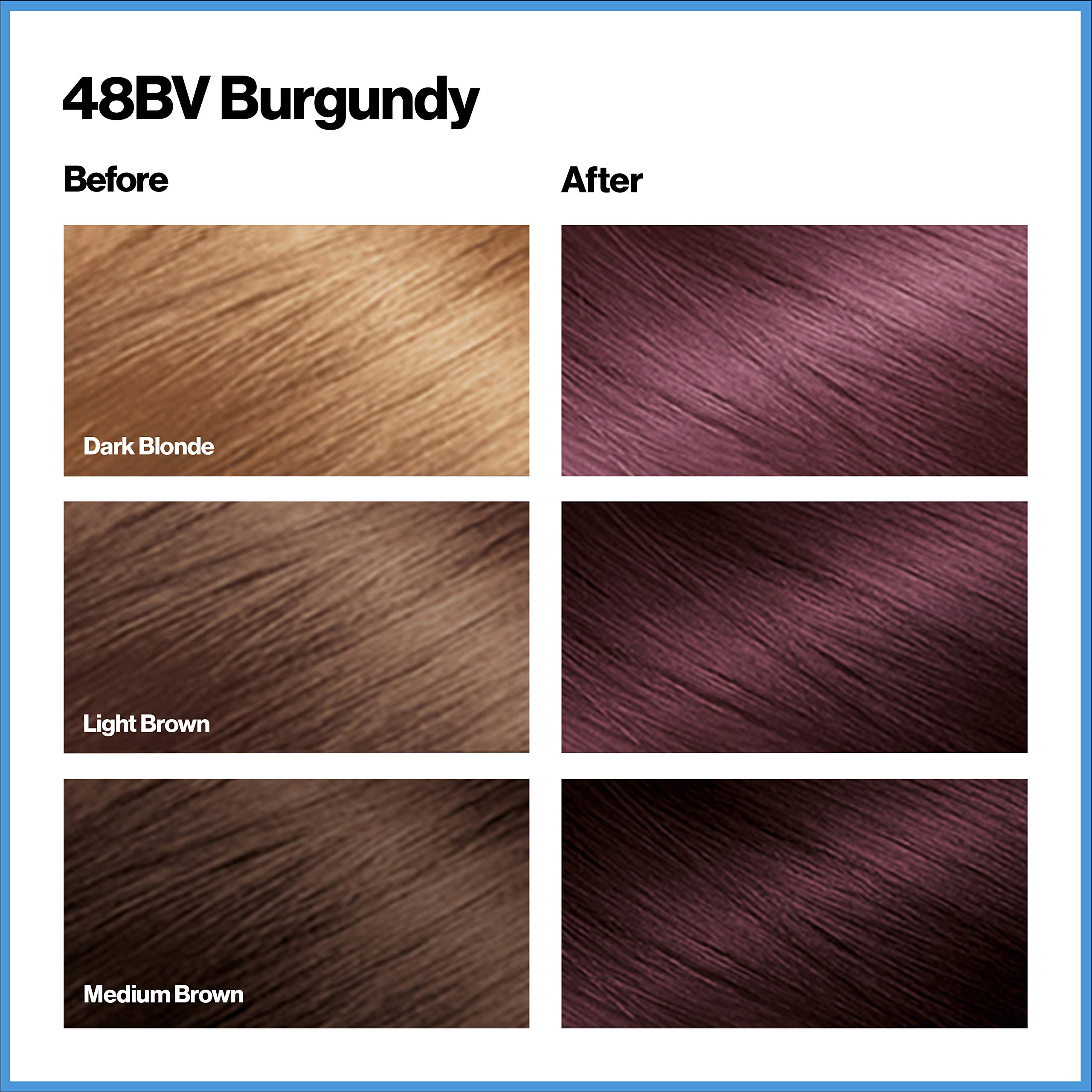 Revlon Total Color Permanent Hair Color, Clean and Vegan, 100% Gray Coverage Hair Dye, 48BV Burgundy, 3.5 oz