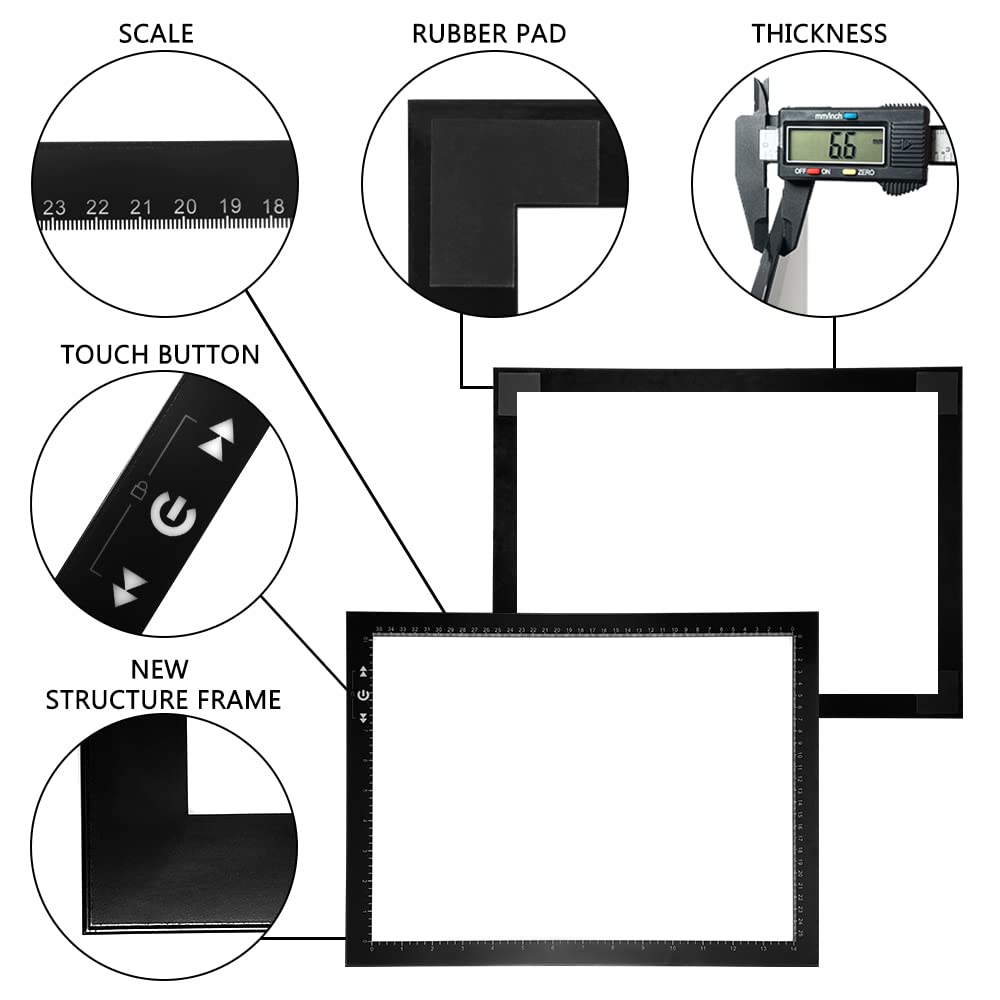 HSK B4/A3s Artist tracing Light Box Copy Table,USB Power Dimmerable 6000 Lux Lock Button Artcraft Light Pad for Tatto Drawing, Sketching, Animation,Diamond Painting