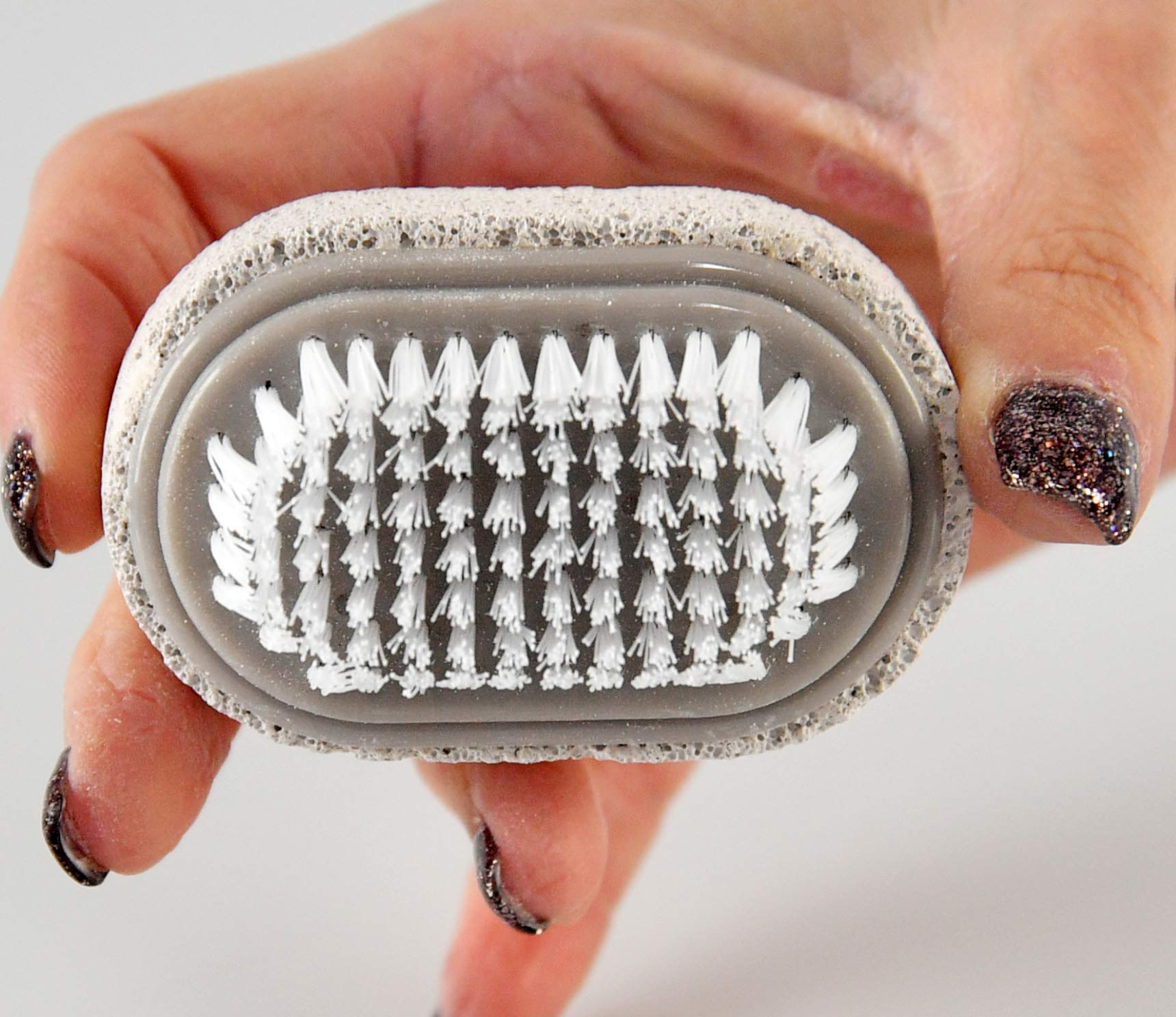 HOME-X 2-in-1 Pumice Stone and Brush for Feet, Foot File, Dead Skin Callus Remover, Pedicure Tool, Bathroom Accessories-2 ¾“ L x 1 ¾“ W