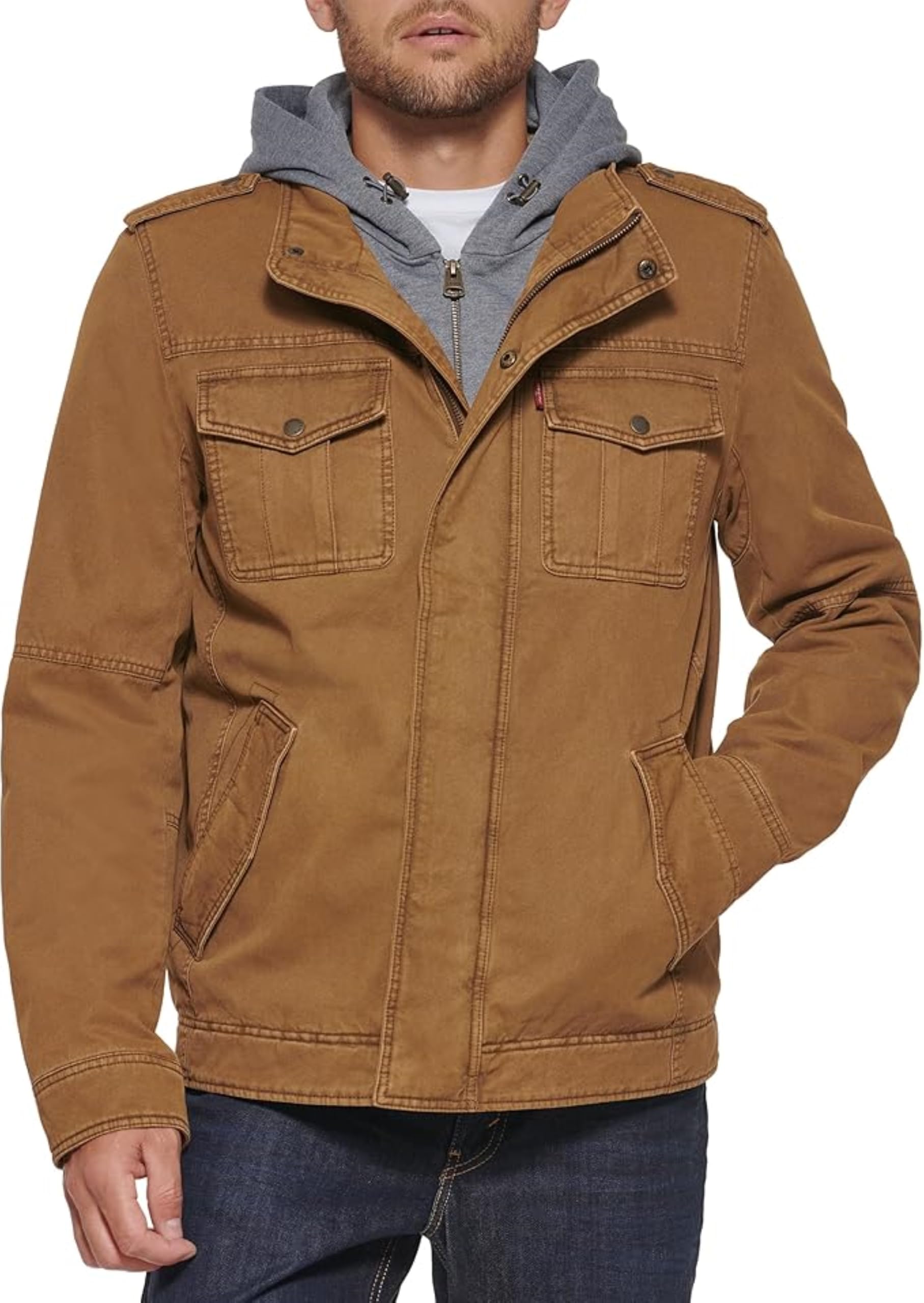 Levi's mens Four-pocket Hooded Jacket, Brown, Large US